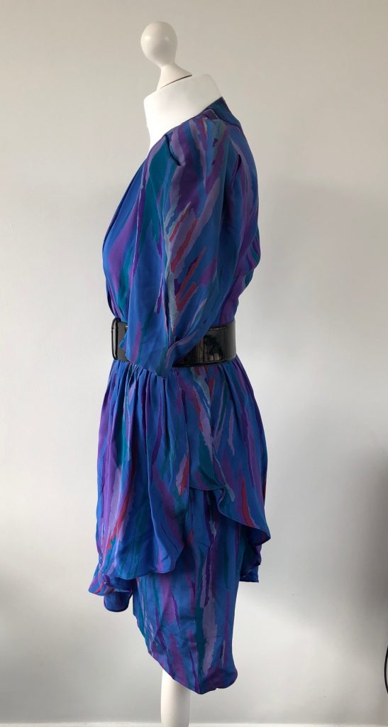 TORRENTE Silk Pleated Drapery Multicoloured Vintage Dress