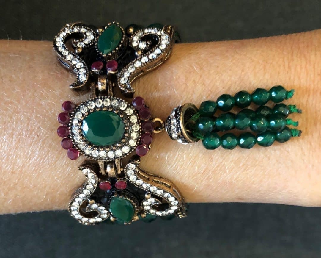 Missoni Strand Bracelet Jewel Emerald Ruby stones - Chelsea Vintage Couture