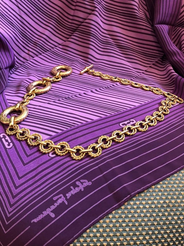 CELINE Vintage Chunky Belt Link Gold Chain - Chelsea Vintage Couture