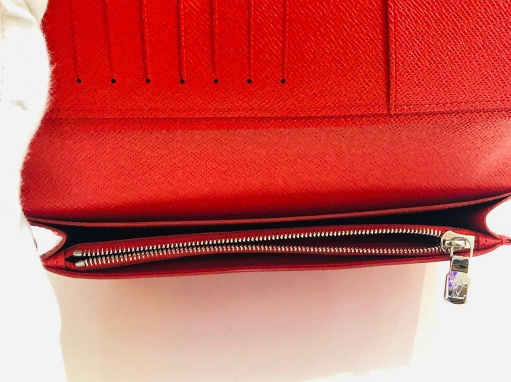 LOUIS VUITTON Supreme BRAZZA WALLET EPI Leather Red White logo Bifold ...