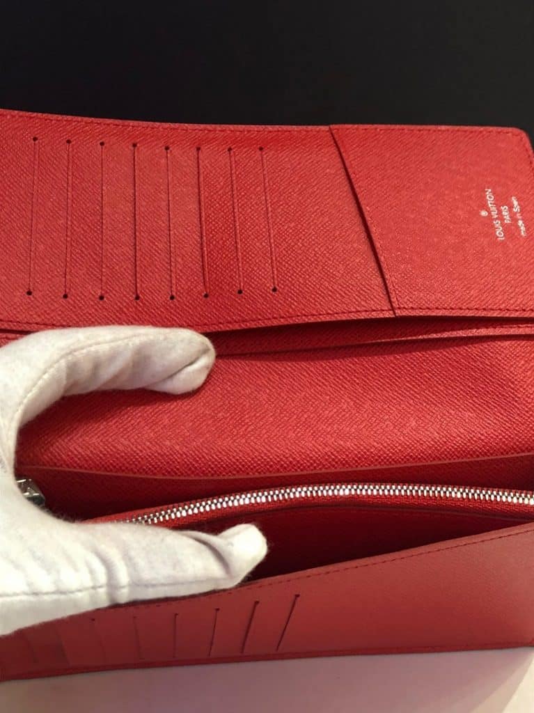 LOUIS VUITTON Supreme BRAZZA WALLET EPI Leather Red White logo Bifold ...