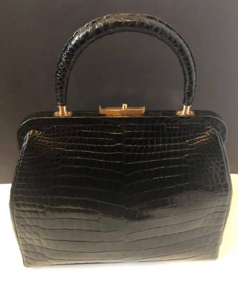 Black Bag Sac Mallette Vintage Crocodile FORTNUM & MASON 1950's Made in ...