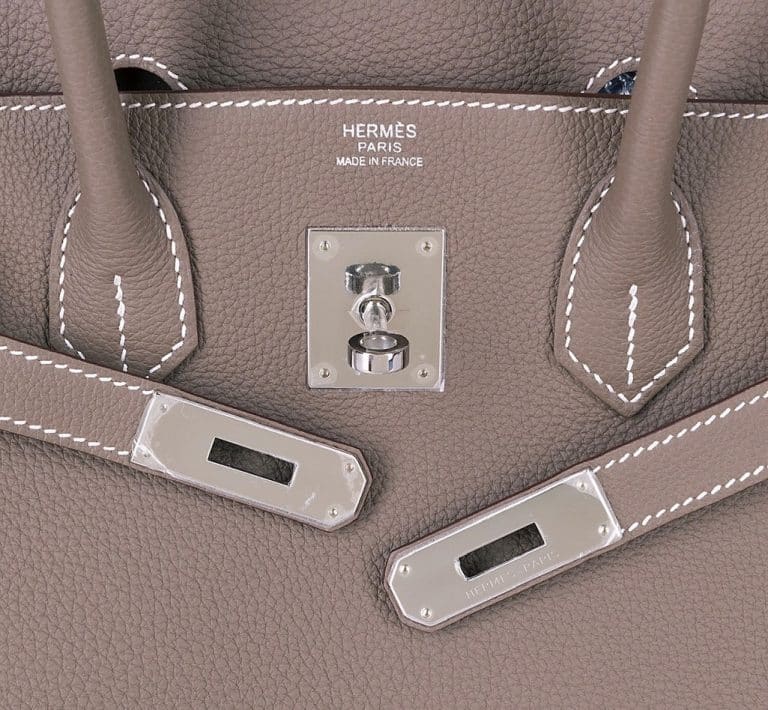 HERMÈS Etoupe Togo Birkin 30 Palladium Hardware AS NEW