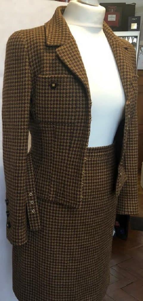 CHANEL 1996 Tweed Two-Piece Suit Belted Jacket Skirt Chanel Iconic ...
