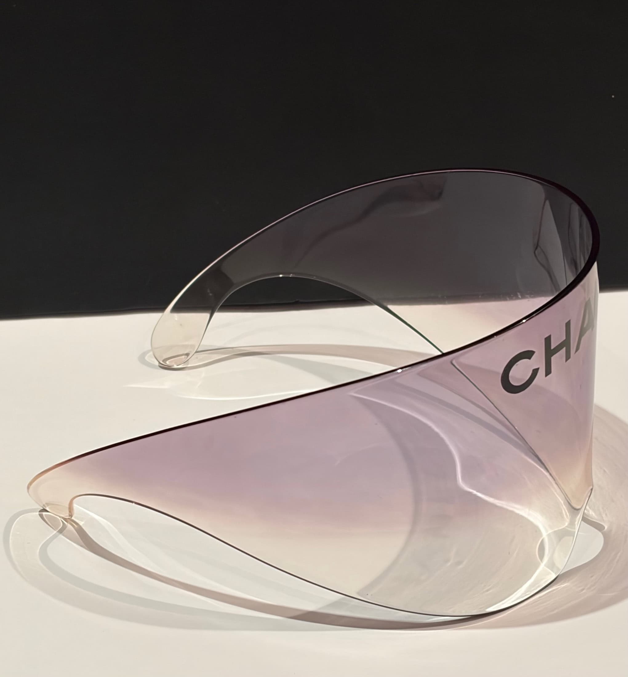 CHANEL Vintage Shield Sunglasses Oversized Sporty Runway Prototype C.1990s